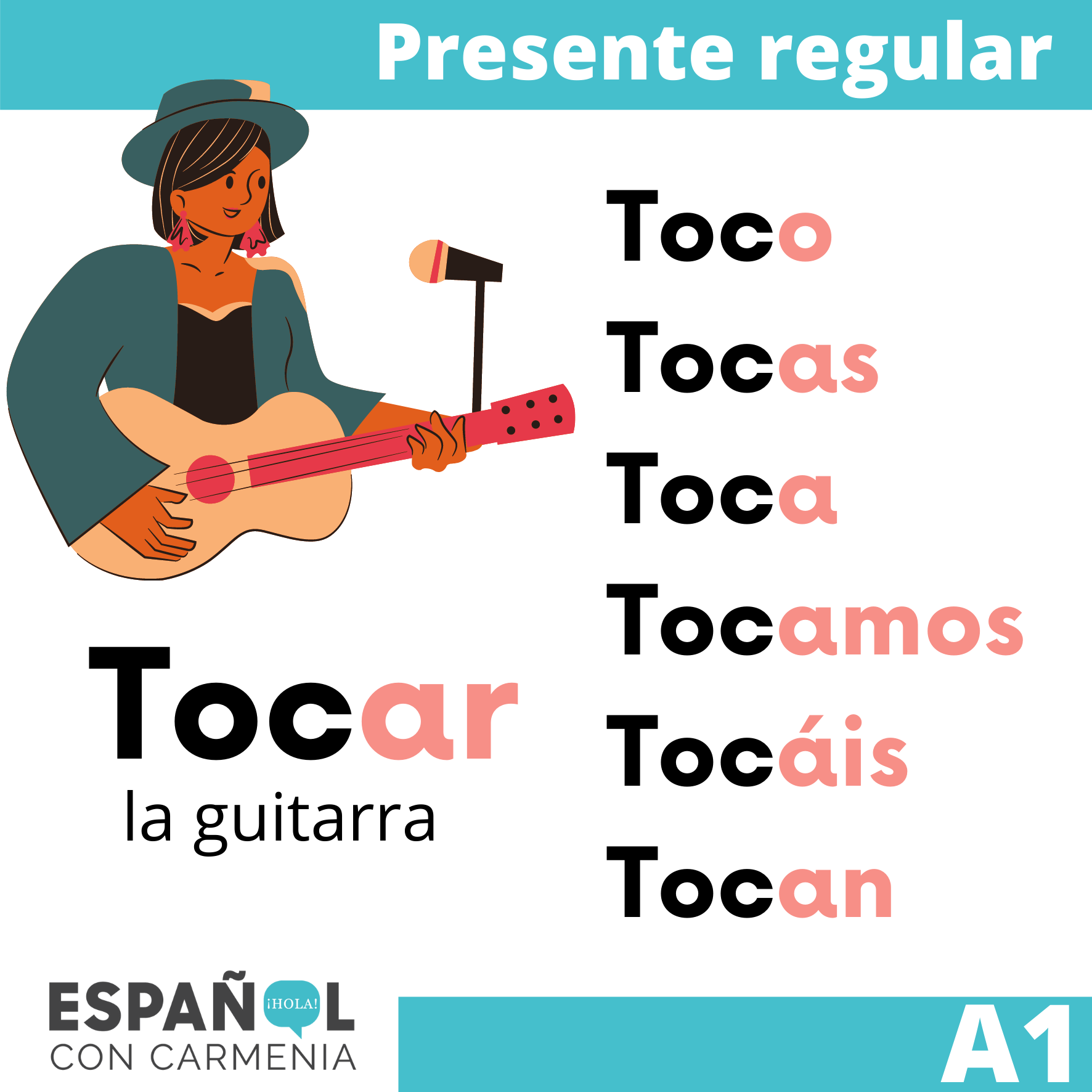 Practica verbos regulares en presente con juegos — Español con Carmenia