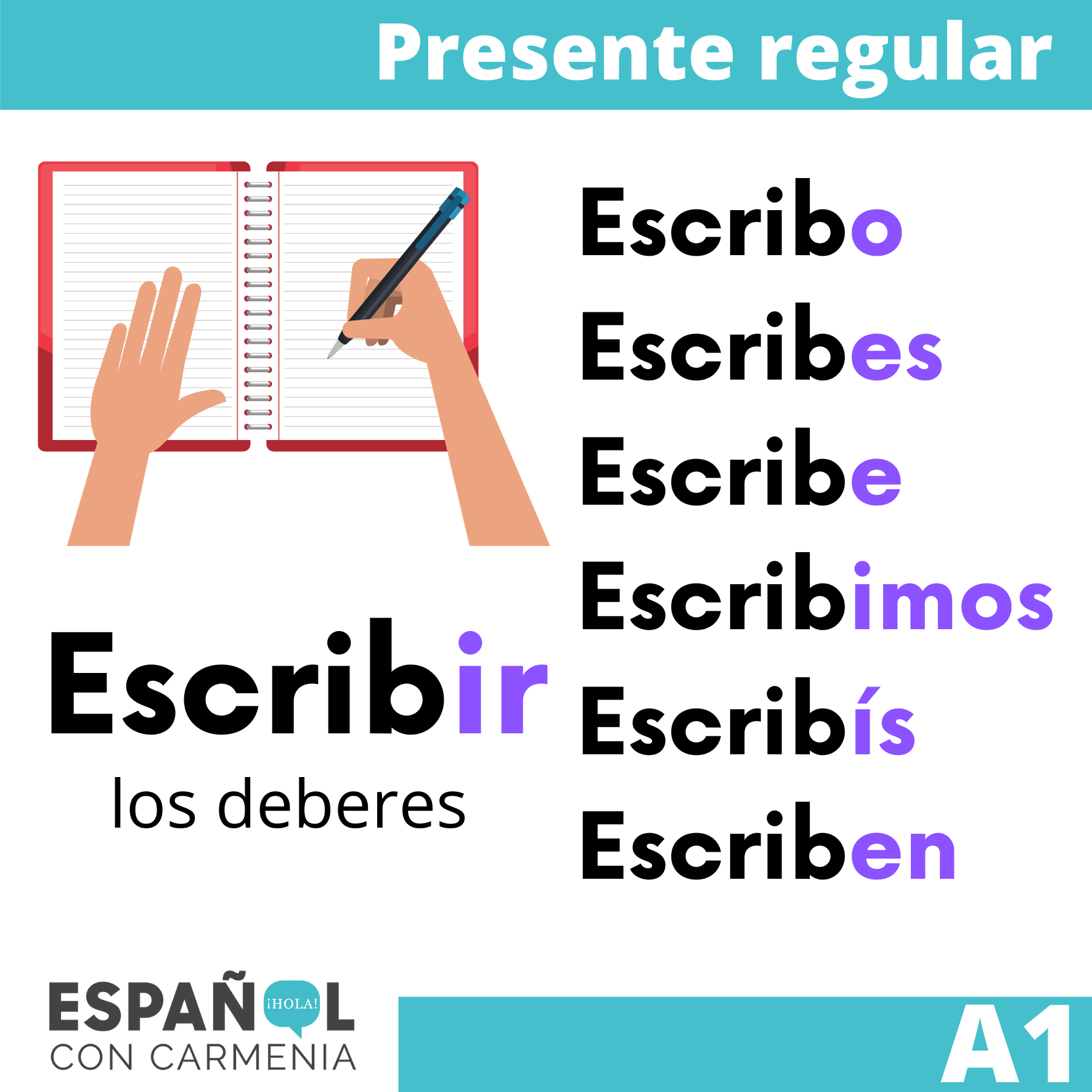 Practica verbos regulares en presente con juegos — Español con Carmenia