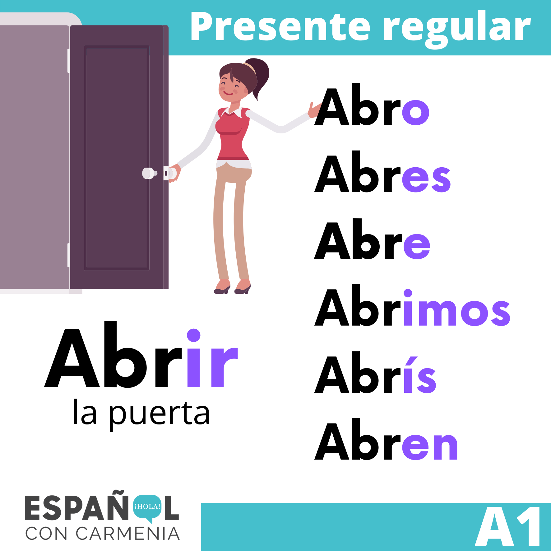 Practica verbos regulares en presente con juegos — Español con Carmenia